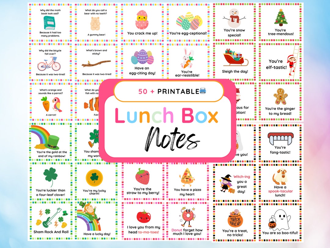 Lunch Box Notes | Lunch Box Cards | Joke Lunch Box Notes ...
