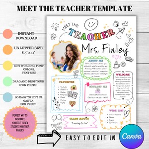 Meet the Teacher Printable | School Night Template | Back to School ...