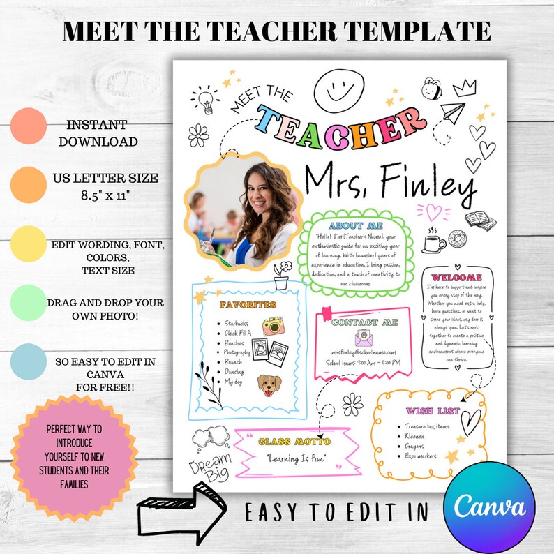 Meet the Teacher Printable | School Night Template | Back to School ...