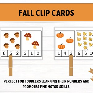 Fall Counting Clip Cards, Preschool Counting 1-10, Preschool Math ...