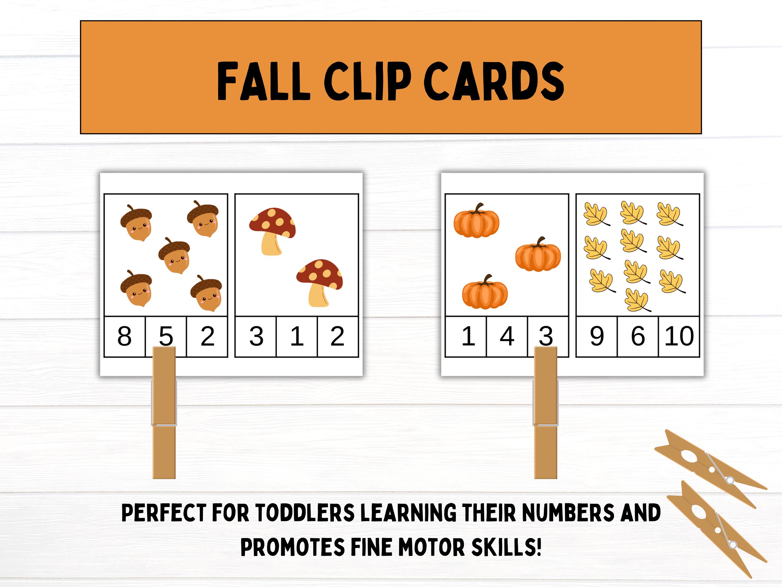 Fall Counting Clip Cards, Preschool Counting 1-10, Preschool Math ...