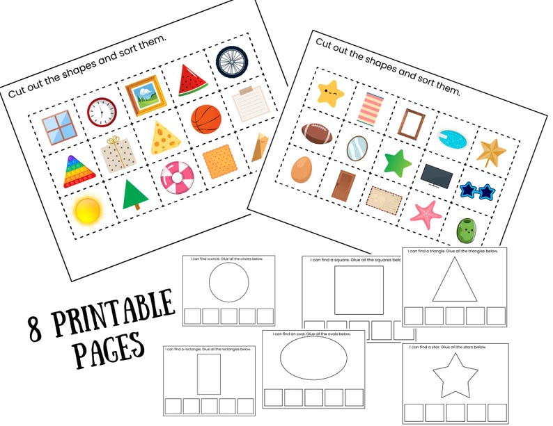 Shape Matching Activity for Toddlers, Cut and Glue Activities, Fine ...