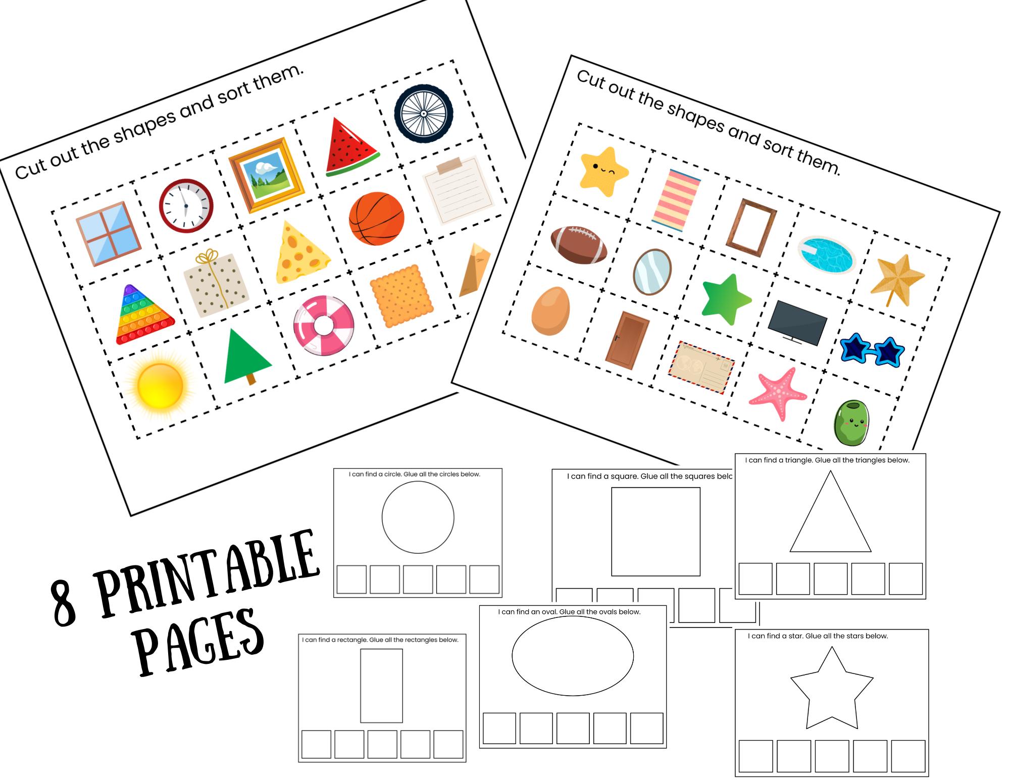 Shape Matching Activity for Toddlers, Cut and Glue Activities, Fine ...