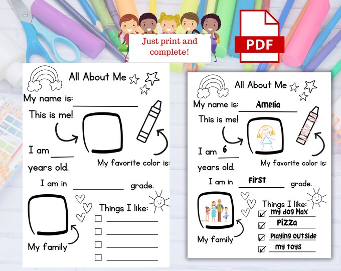 All About Me Banner First Day of School Printable Back to School ...