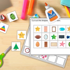 Shape Matching Activity for Toddlers, Cut and Glue Activities, Fine ...