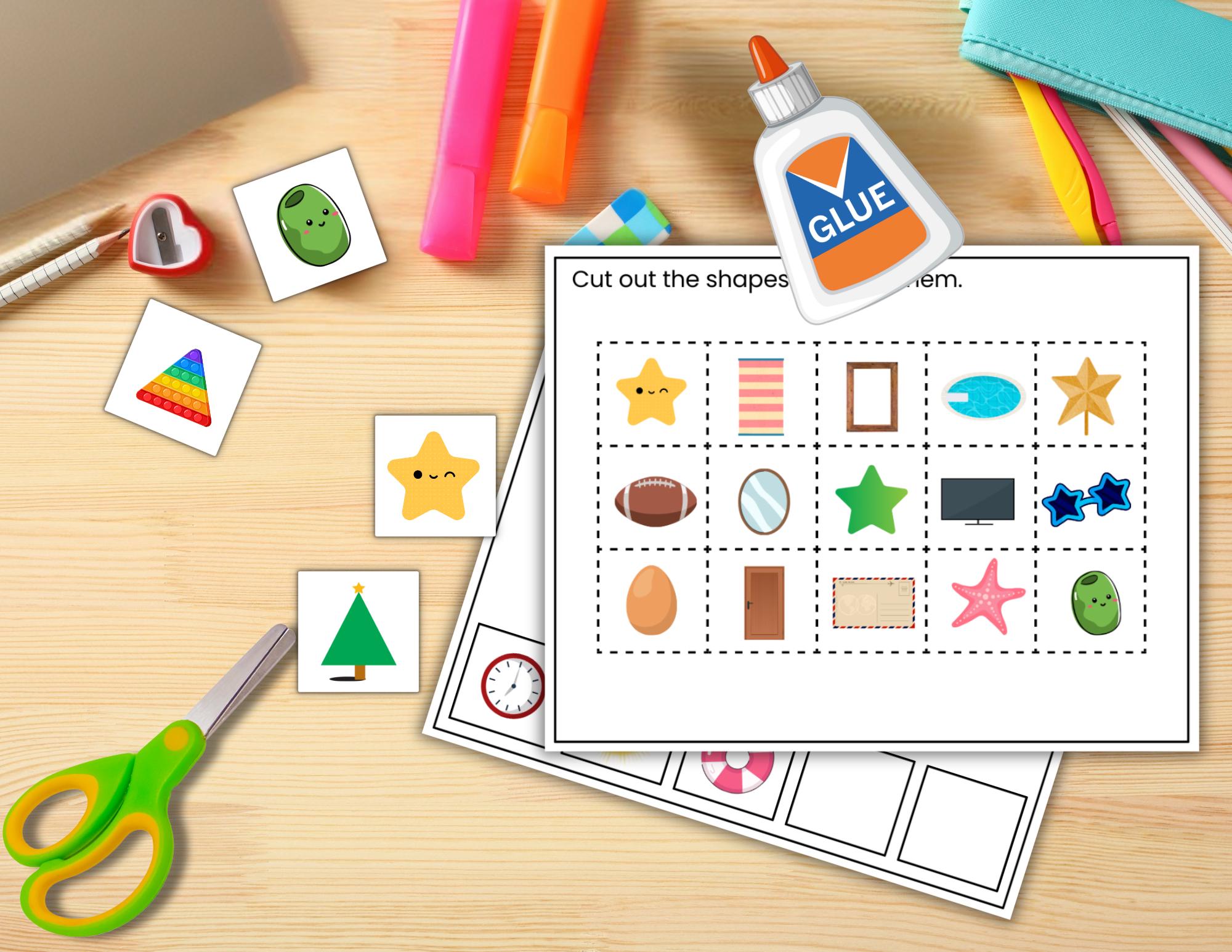 Shape Matching Activity for Toddlers, Cut and Glue Activities, Fine ...