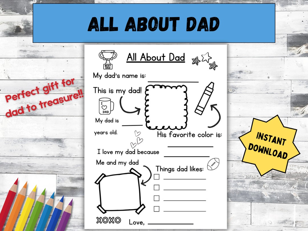 Fathers Day Printable | Fathers Day Gift | Fathers Day Questionnaire ...
