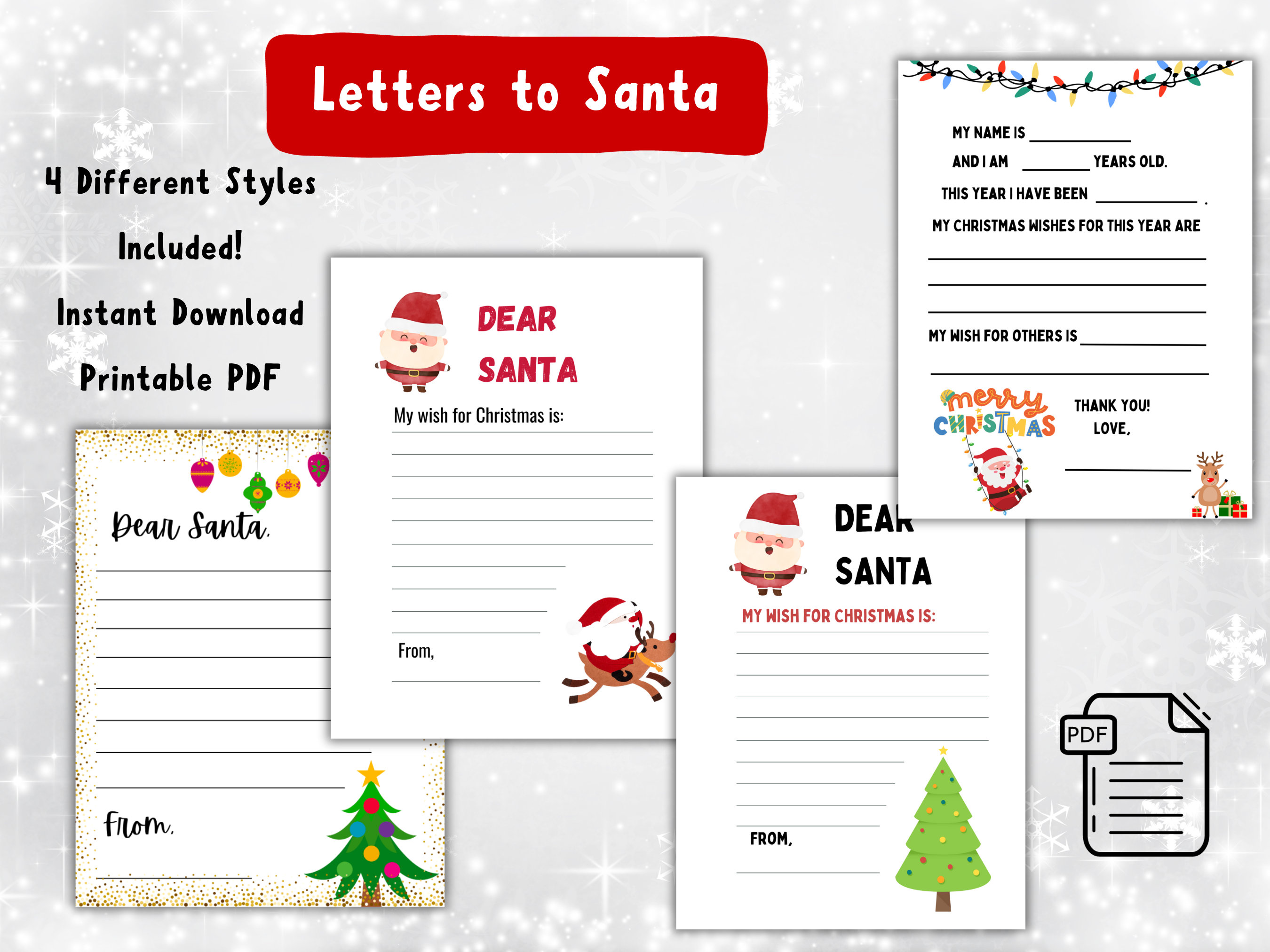 Letter to Santa | Printable Letter to Santa | Christmas Wishlist ...