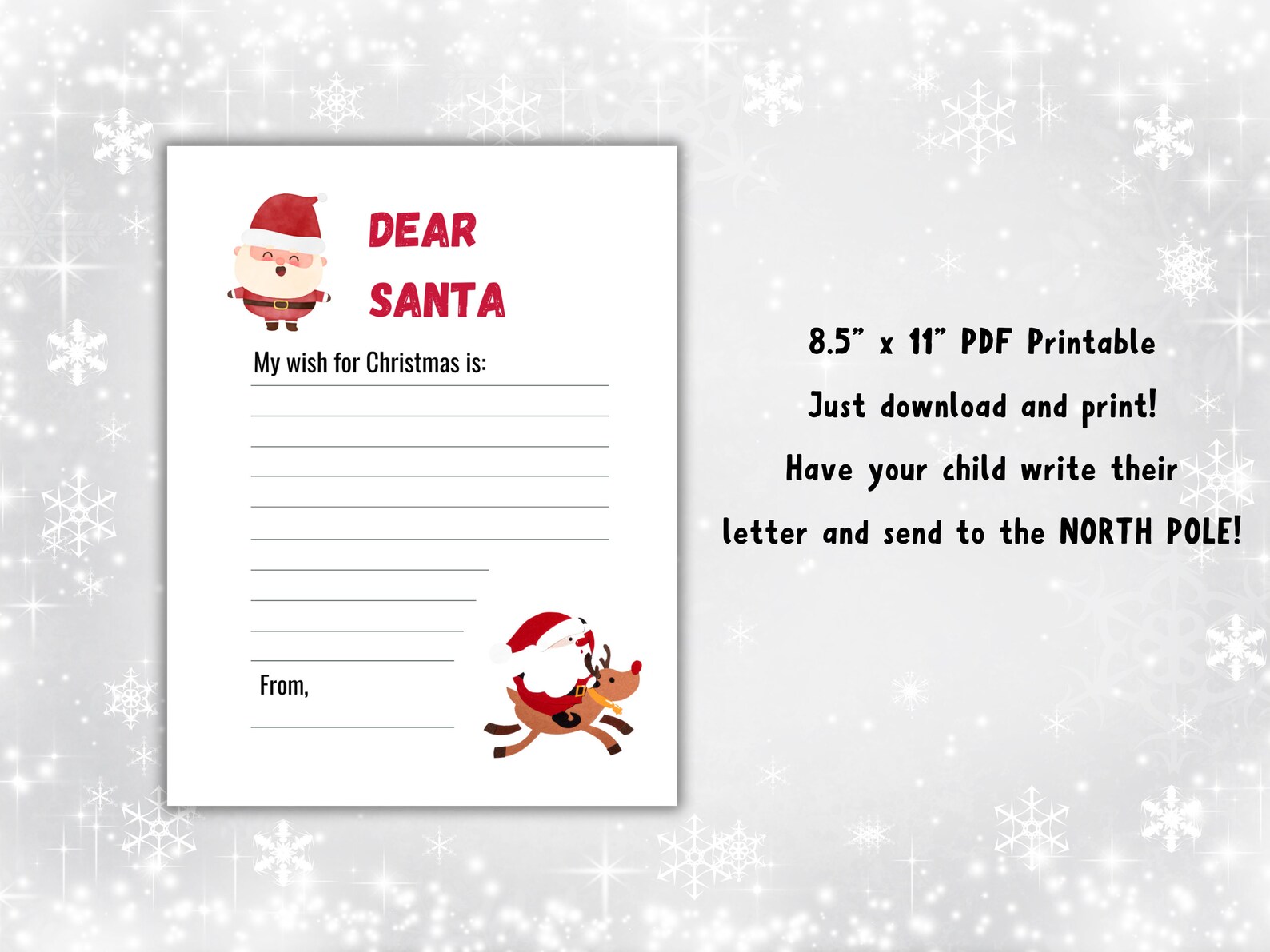 Letter to Santa | Printable Letter to Santa | Christmas Wishlist ...