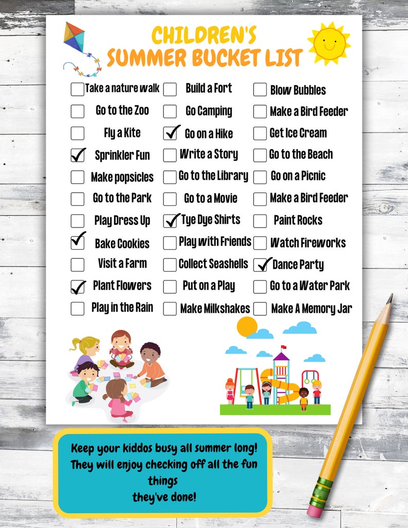 Summer Bucket List Printable | Summer Break Bucket List | Summer Check ...