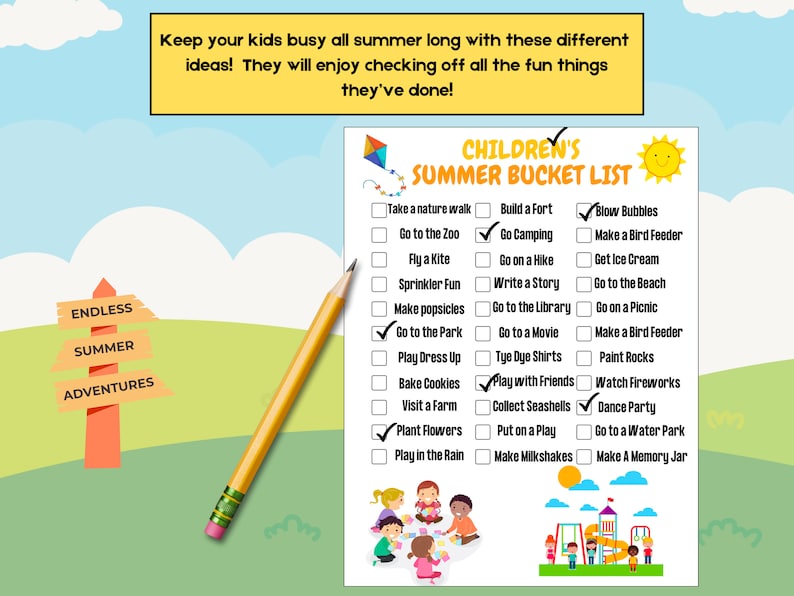 Summer Bucket List Printable | Summer Break Bucket List | Summer Check ...