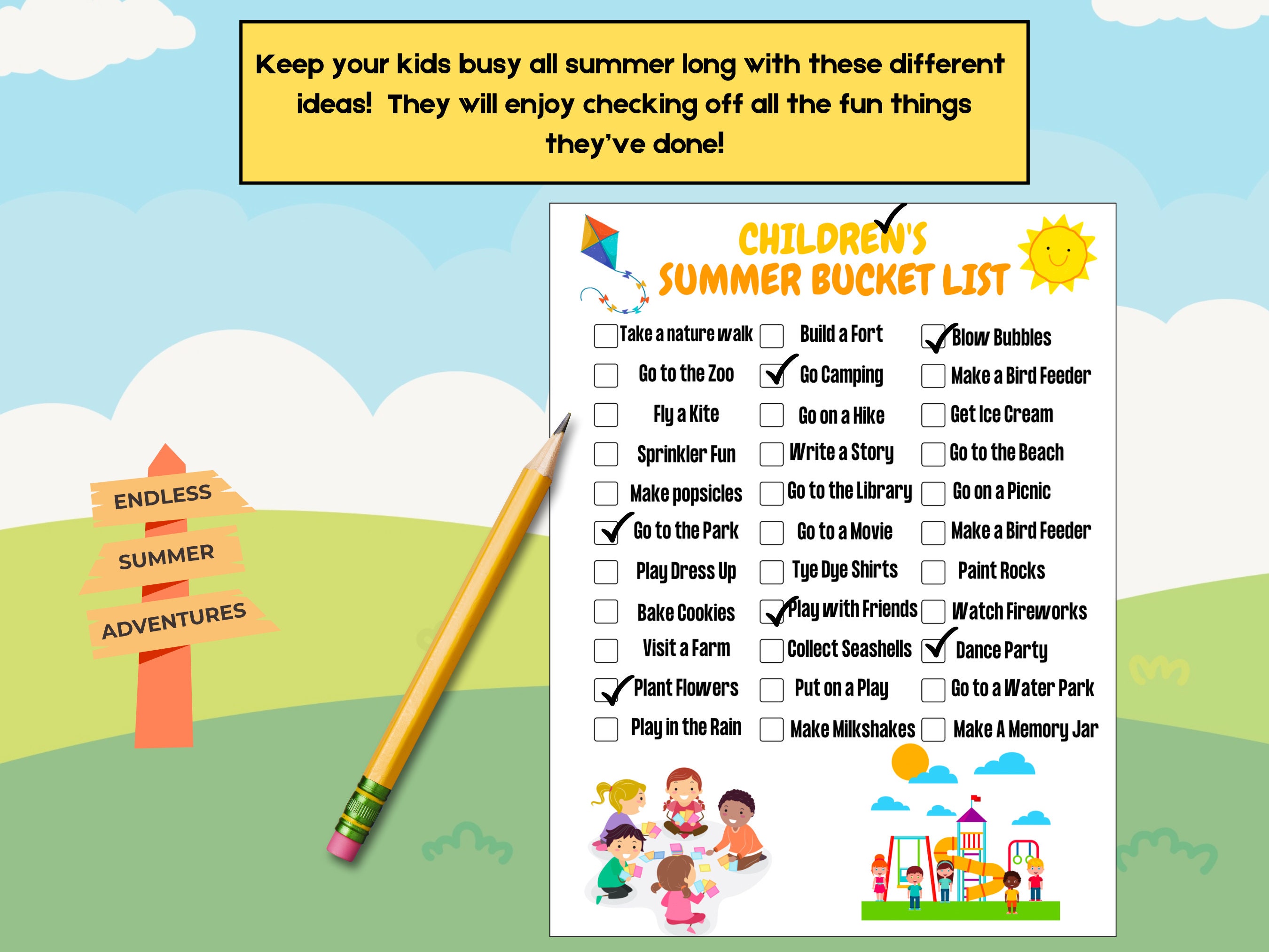 Summer Bucket List Printable | Summer Break Bucket List | Summer Check ...