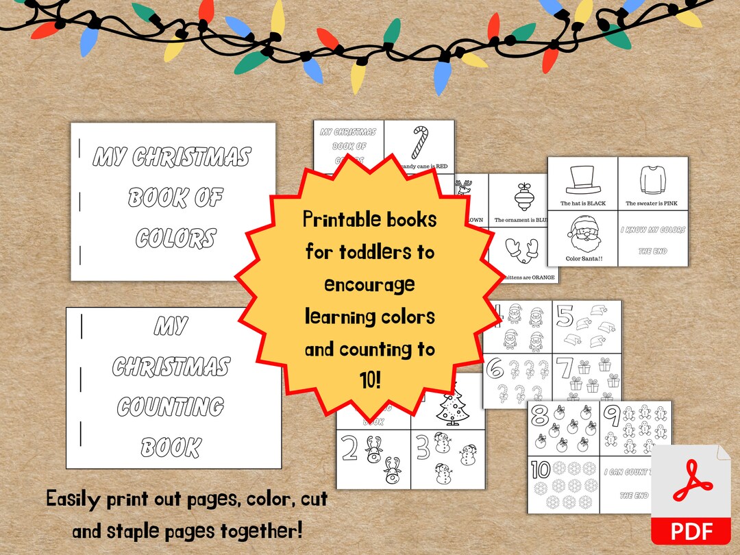 Christmas Counting Book Printable Pre K Kindergarten Christmas Color ID ...
