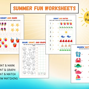 Kids Summer Printable Activities, Educational Fun Worksheets, Instant ...