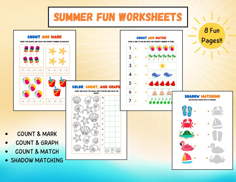 Printable Summer Fun Activities for Kids Educational Summer Worksheets ...