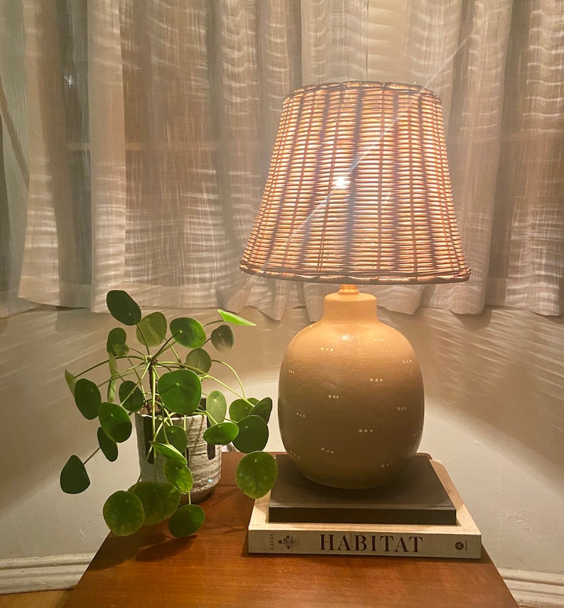 Neutral Minimalist Rattan Lamp - Etsy
