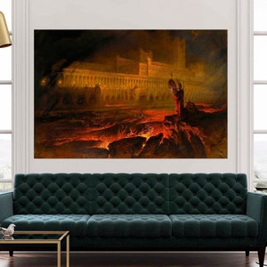 John Martin Pandemonium Canvas Print Religious Art Satan in Hell Dark ...