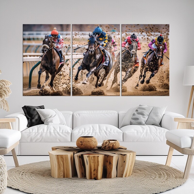 Large Horse Racing Print - Etsy