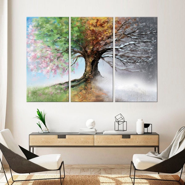 Canvas Art Tree Seasons - Etsy