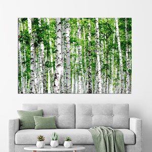 Birch Forest Print Birch Tree Wall Art Green Spring Forest Landscape ...