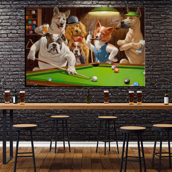 Dogs Playing Pool - Etsy