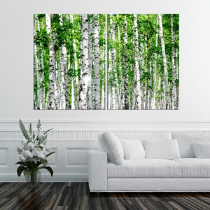 Birch Forest Print Birch Tree Wall Art Green Spring Forest Landscape ...
