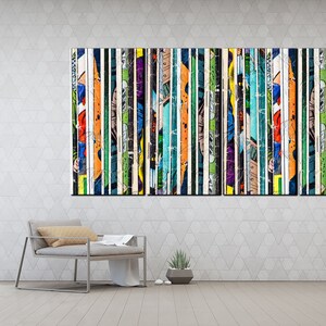 Colorful Wall Art Bright Stripes Comic Book Art Print Superhero Print ...