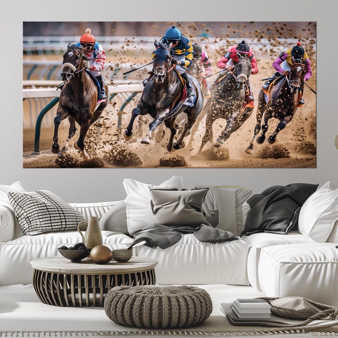 Jockey Horse Racing Canvas Print Equestrian Wall Art Horse Racing Decor ...