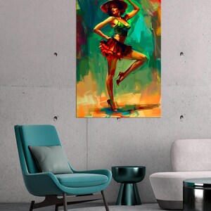 Dancing Woman Wall Art Dance Silhouette Woman Colorful Canvas Print ...