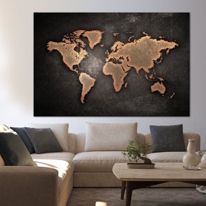 Large World Map Canvas Print World Map Wall Art Travel Map Large Canvas ...