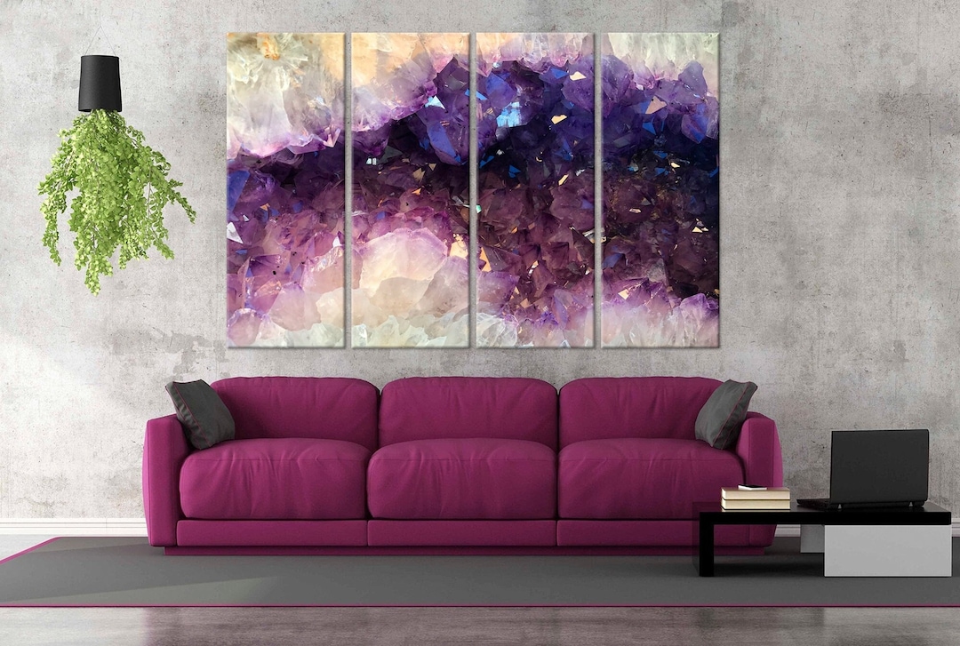 Purple Amethyst Canvas Print Lilac Amethyst Crystals Printable Art ...