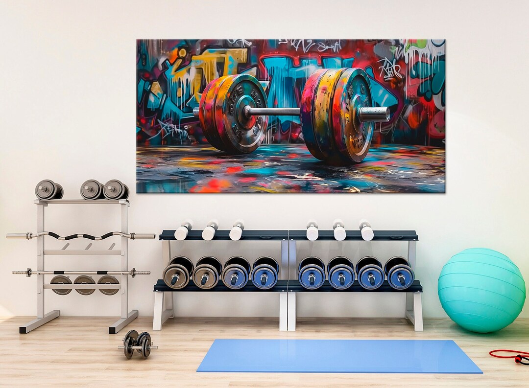 Weightlifting Graffiti Art Barbell Canvas Print Gym Decor Motivational ...