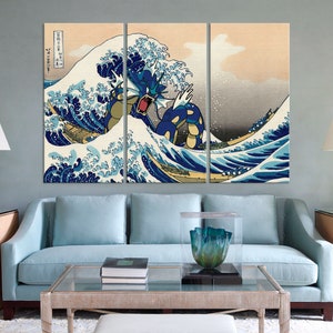 The Great Wave off Kanagawa Wall Art Gyarados Art Large Canvas Art ...