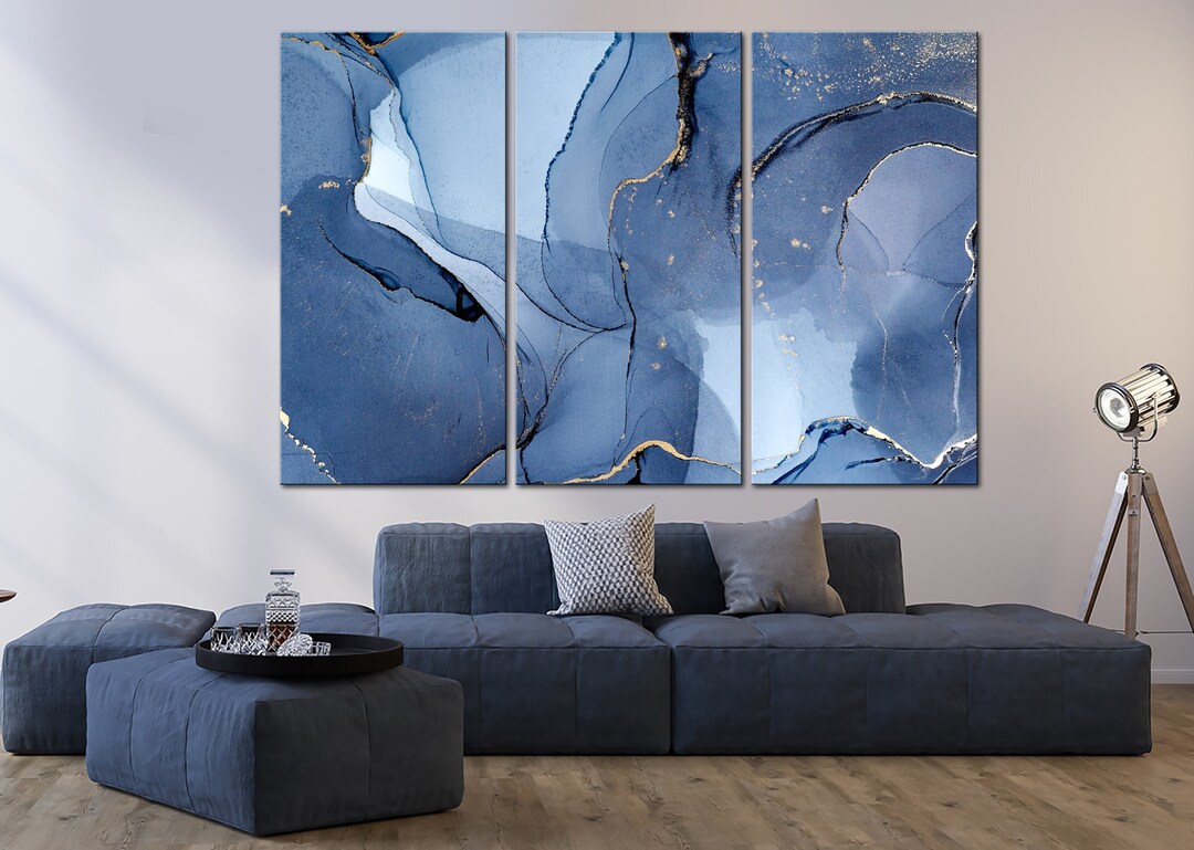 Blue Marble Wall Art Abstract Art Print Modern Home Decor Abstract ...