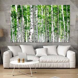 Birch Forest Print Birch Tree Wall Art Green Spring Forest Landscape ...