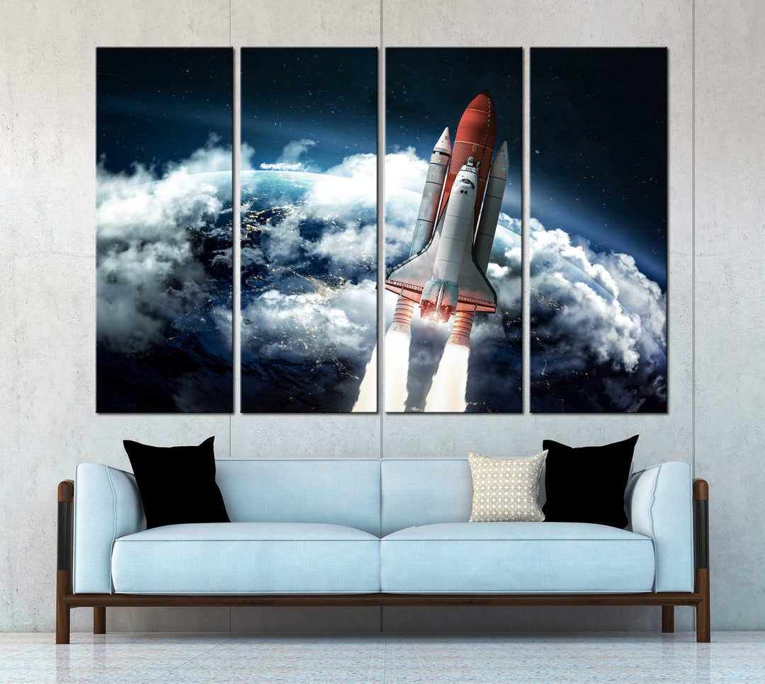 Space Shuttle Canvas Wall Art Rocket NASA Outer Space Print Spaceship ...