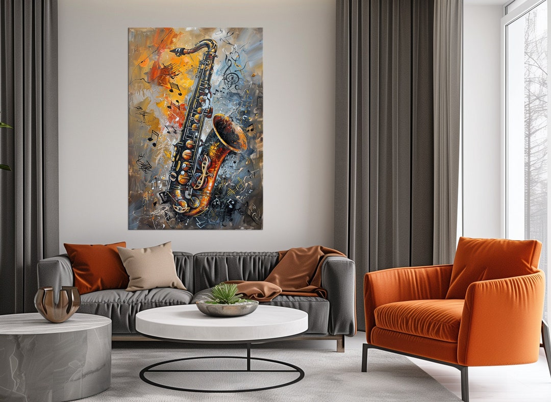 Saxophone Canvas Print Music Art Saxophone Painting Colorful Prints ...