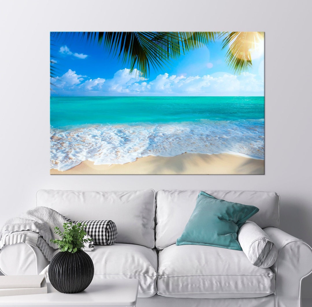 Tropical Beach Wall Art Ocean Beach Print Large Canvas Art Ocean Art ...