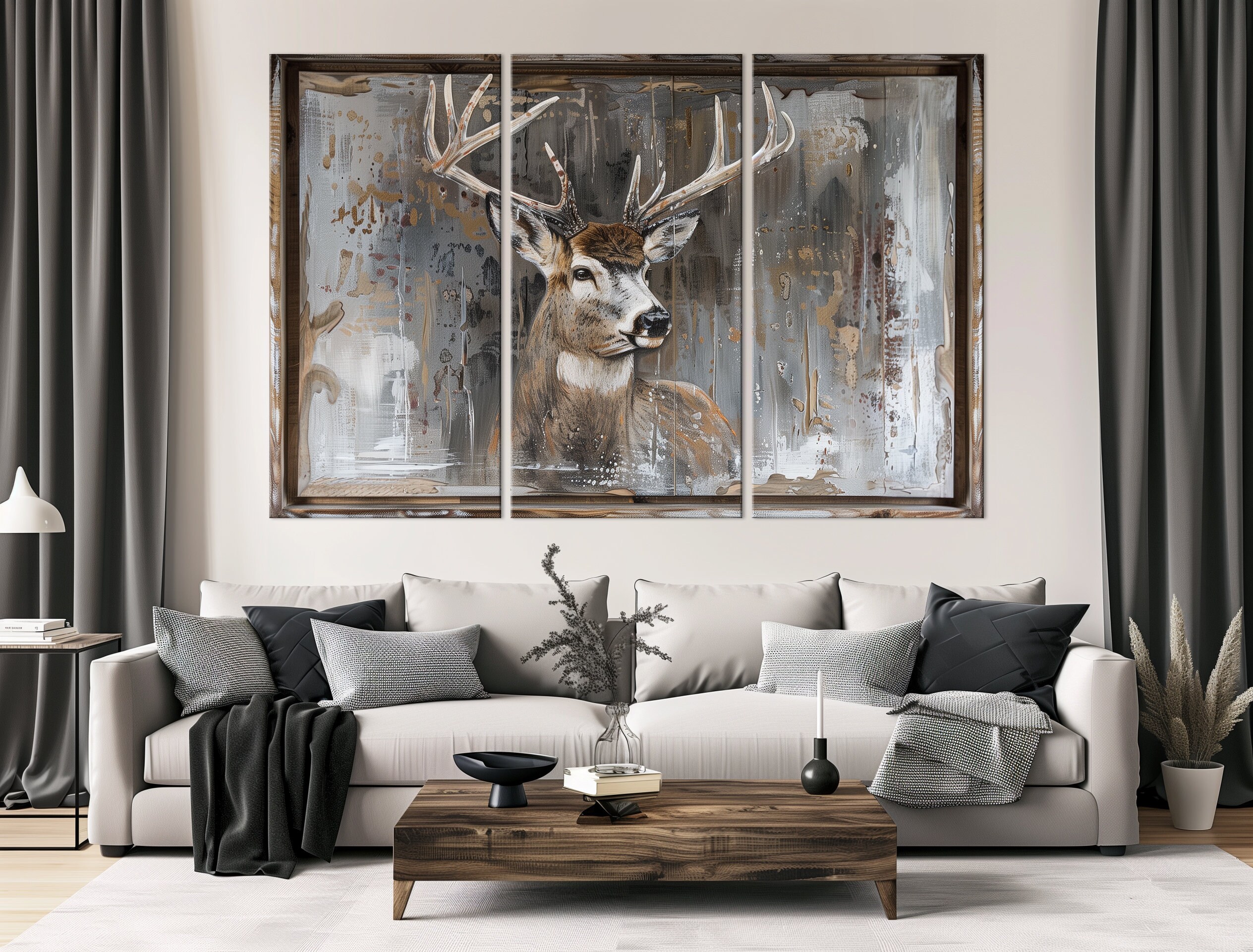 Deer Canvas Print: Rustic Farmhouse Wall Art - Etsy
