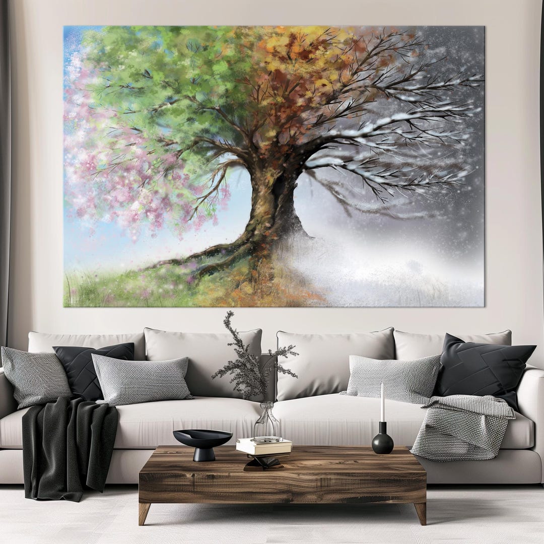 Tree Four Season Large Canvas Wall Art Prints Abstract Tree Art ...