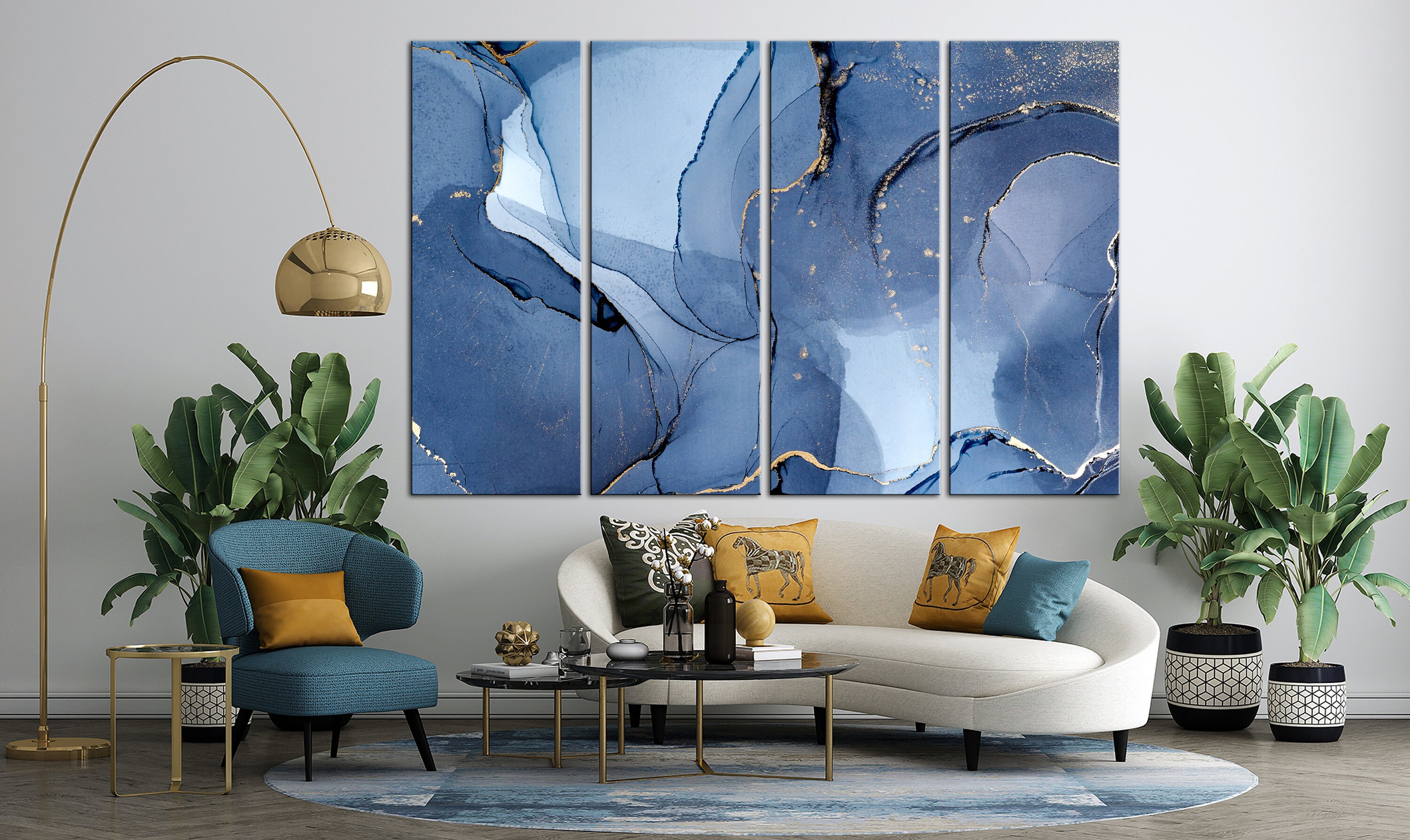 Blue Marble Wall Art Abstract Art Print Modern Home Decor | Etsy