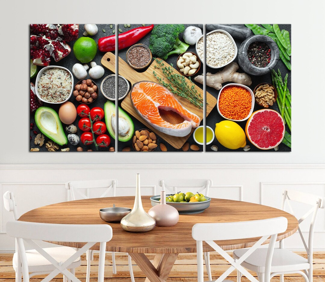 Healthy Food Canvas Print Kitchen Wall Art Cooking Print Kitchen Decor ...