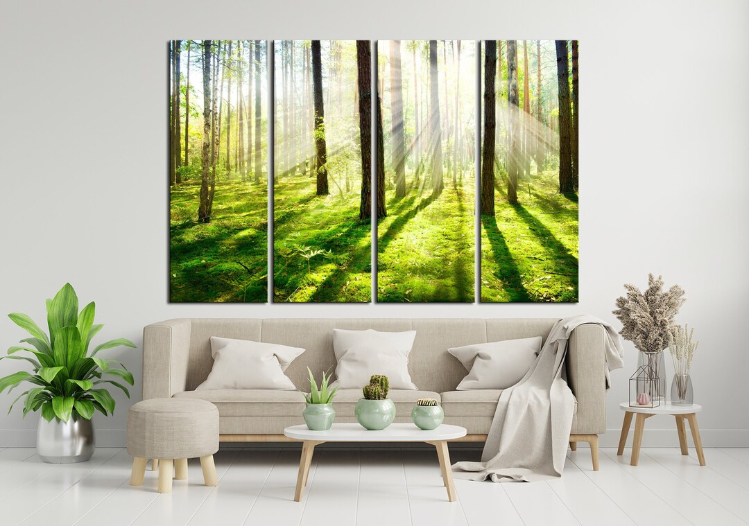 Tree Canvas Wall Art Green Forest Print Abstract Forest Decor Nature ...