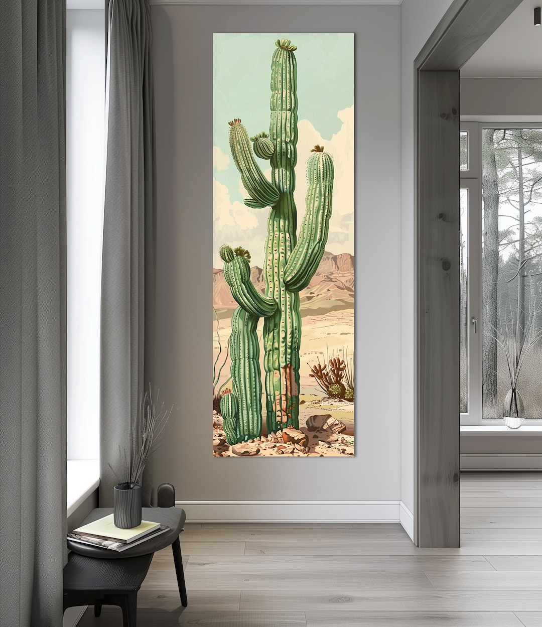 Saguaro Cactus Canvas Print: Long Narrow Arizona Desert Art - Etsy