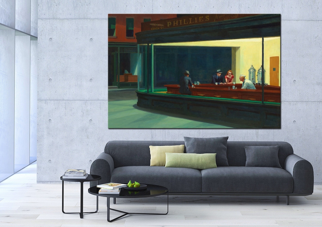 Edward Hopper Nighthawks Canvas Wall Art Nighthawks Cafe Reproduction ...