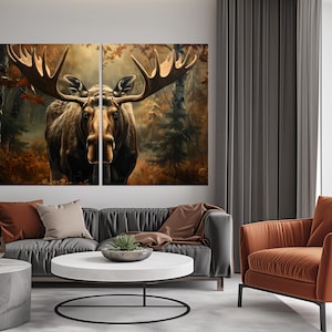 Moose Canvas Wall Art Woodland Animals Print Hunting Gifts Moose ...