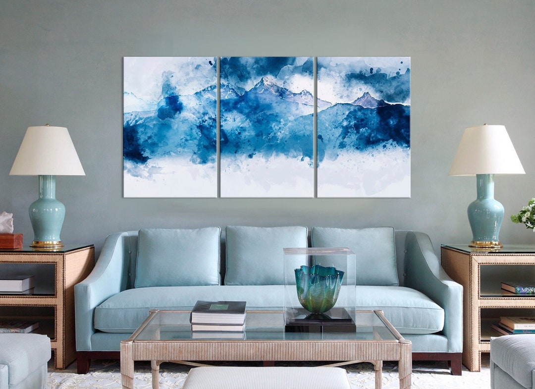 Abstract Mountains Wall Art Blue Ridge Mountains Print Blue Abstract ...