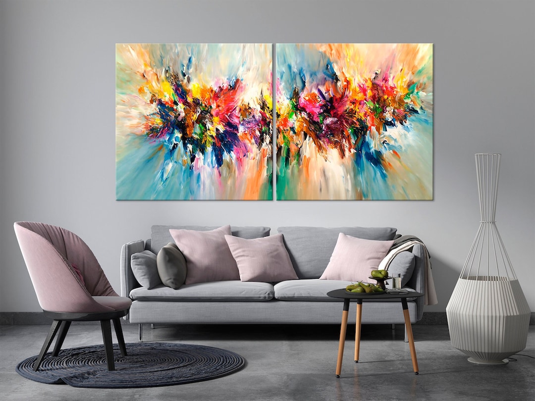 Colorful Abstract Canvas Print Bright Abstract Wall Art Colorful Large ...