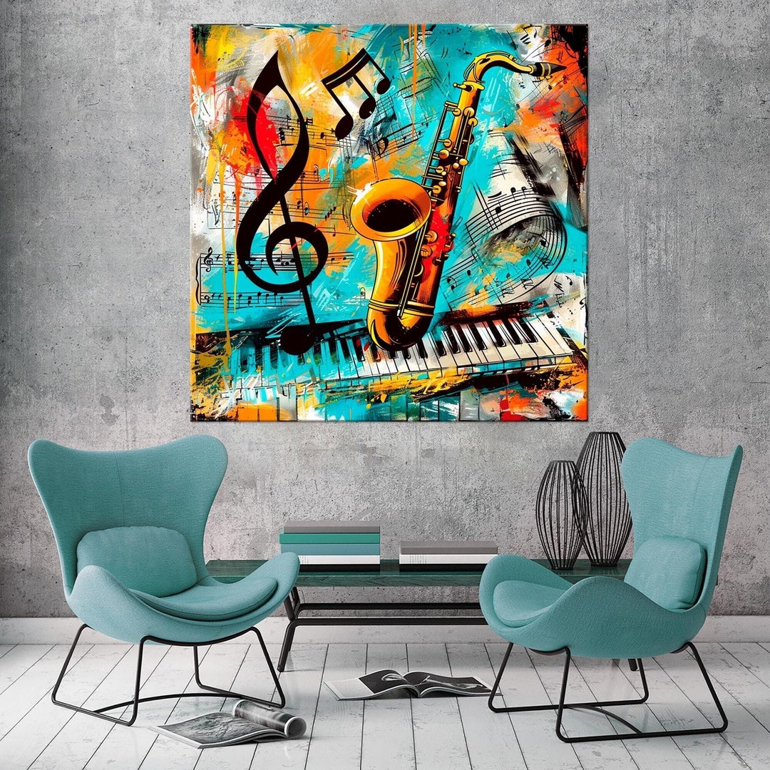 Musical Instruments Canvas Print Abstract Music Artwork Saxophone Wall ...
