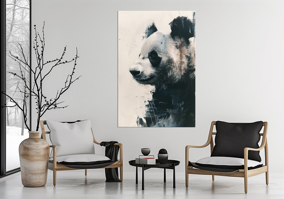 Panda Bear Portrait Canvas Print Abstract Panda Wall Art Bear Painting ...